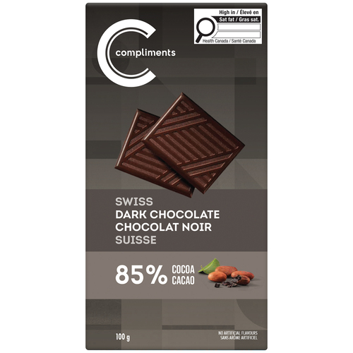 Buy Compliments Chocolate Bar Swiss Dark 85% Cocoa 100 g | Sobeys Inc.