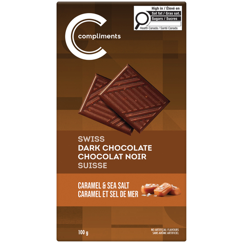 Buy Compliments Chocolate Bar Swiss Dark Caramel & Sea Salt 100 g ...