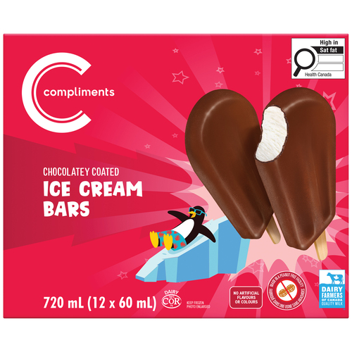 Buy Compliments Ice Cream Bars Chocolate Coated 12 x 60 ml | Safeway Canada