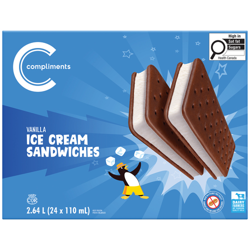 Buy Compliments Ice Cream Sandwiches Vanilla 24 x 110 ml | Sobeys Inc.