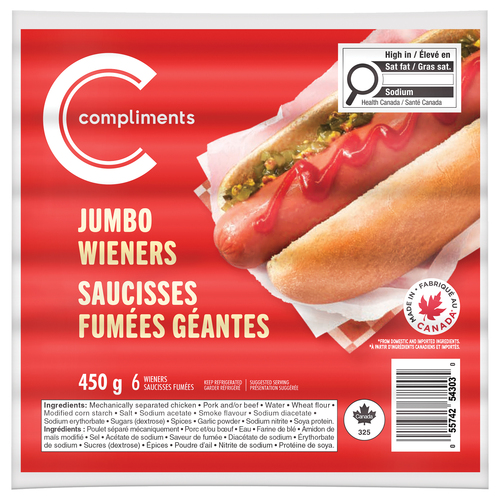 Buy Compliments Wieners Jumbo 450 g | Sobeys Inc.