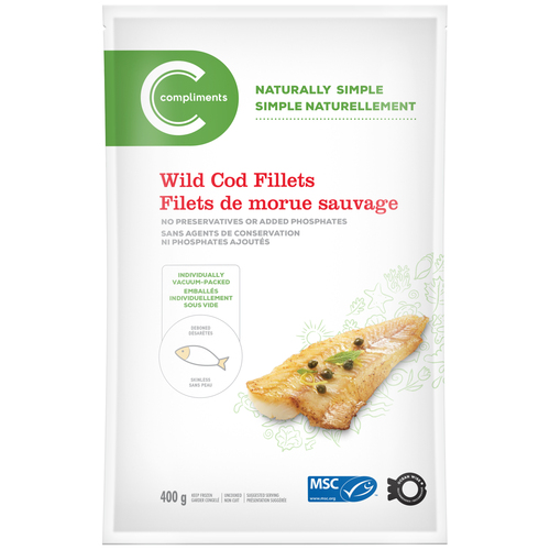 Buy Compliments Naturally Simple Frozen Wild Cod Fillets 400 g | FreshCo