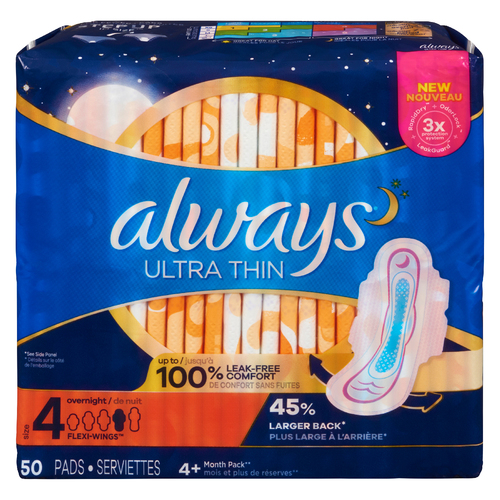 Buy Always Ultra Thin Overnight Pads Size 4 With Wings 36 Count ...