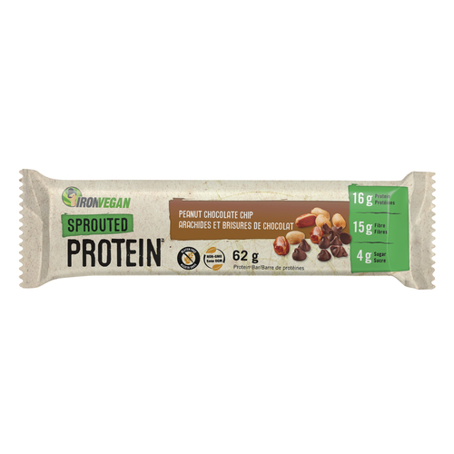 Buy Iron Vegan Gluten-Free Sprouted Protein Bar Peanut Chocolate Chip ...