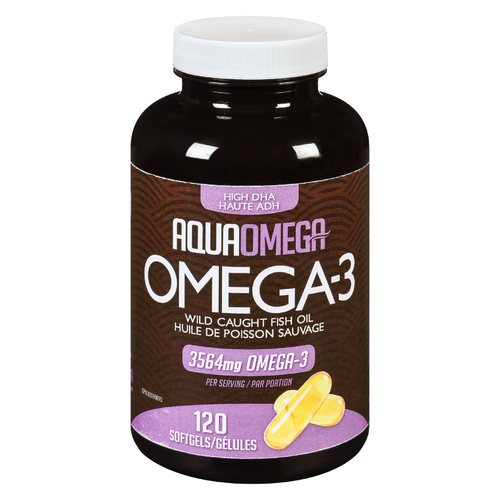 Buy AquaOmega High DHA Omega-3 Wild Caught Fish Oil Softgels 120 Count ...
