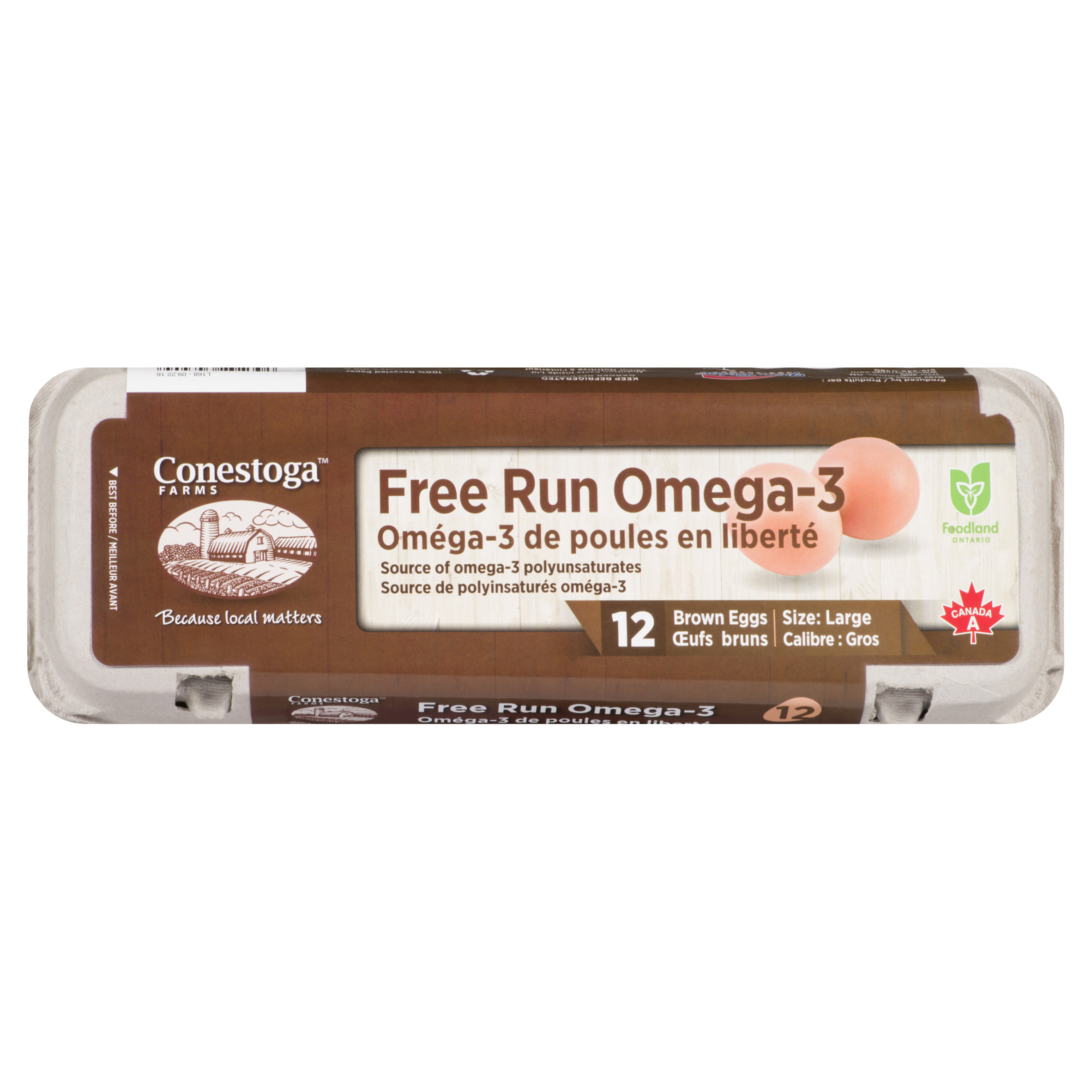 Buy Conestoga Farms Omega 3 Brown Eggs Free Run Large 12 Count | Foodland