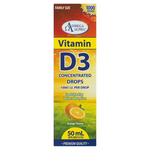 Buy Omega Alpha Vitamin D3 Concentrated Drops Orange Flavour 50 ml ...