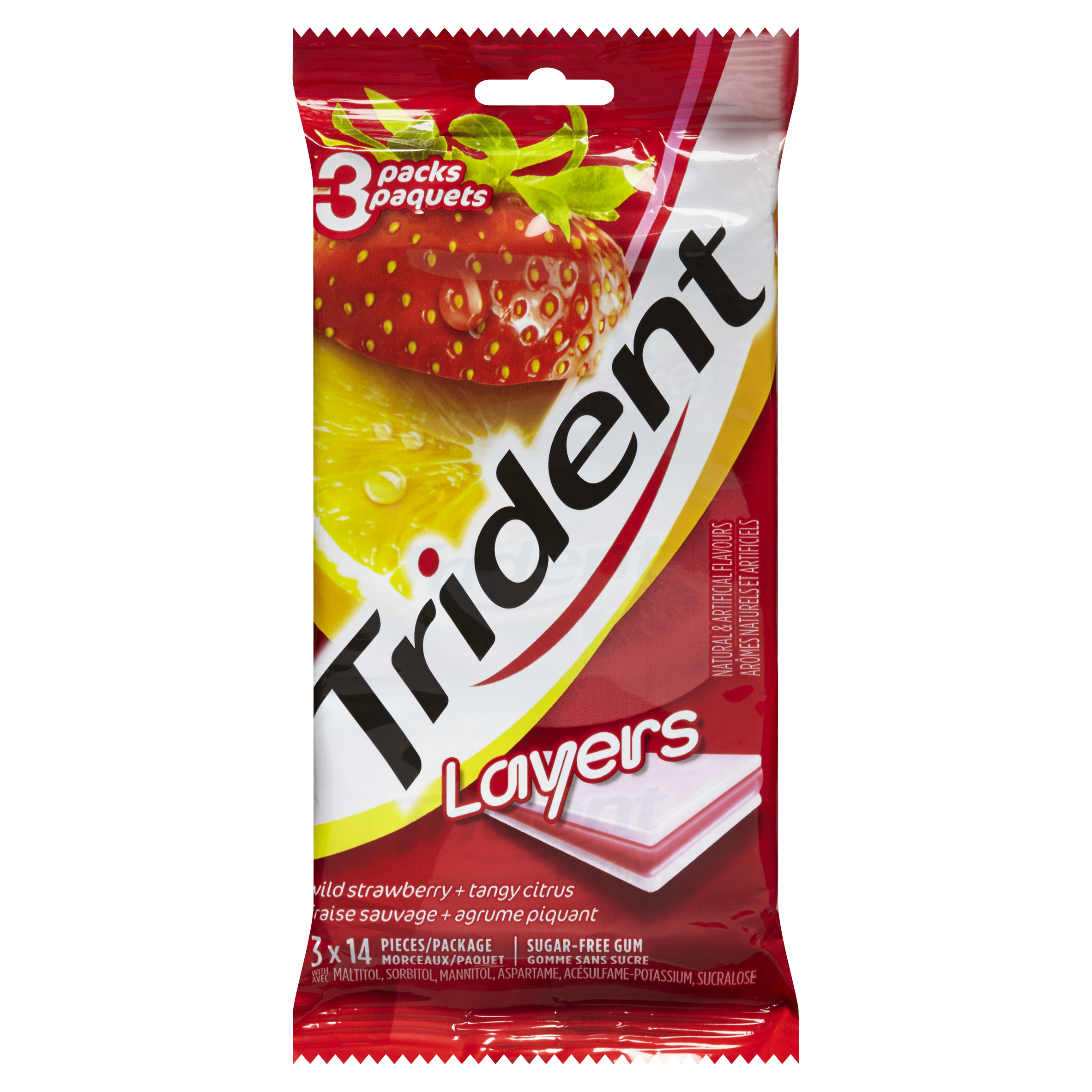 Buy Trident Layers Gum Sugar Free Citrus Wild Strawberry 3 Pack ...