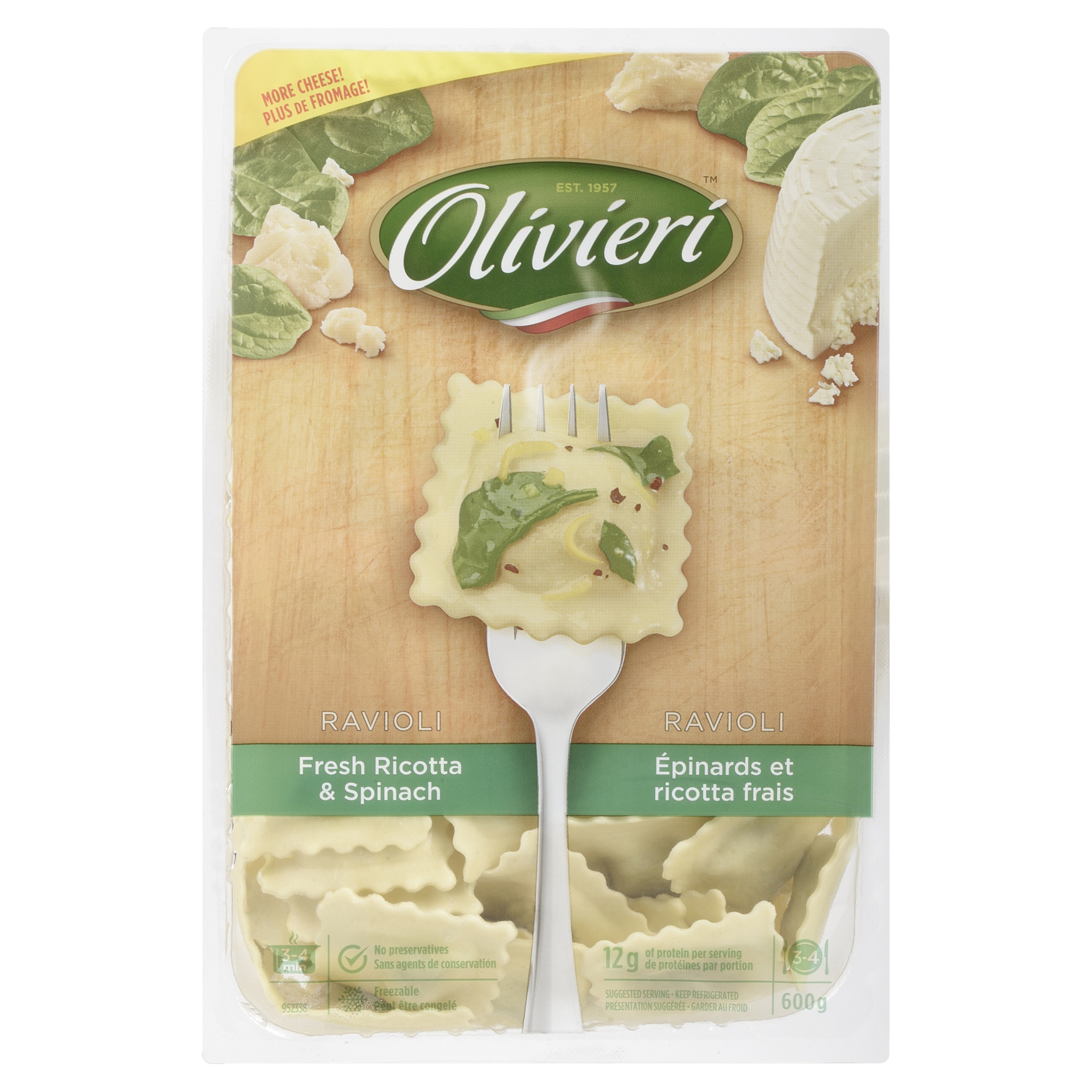 Buy Olivieri Fresh Ricotta & Spinach Ravioli 600 g | Sobeys Inc.