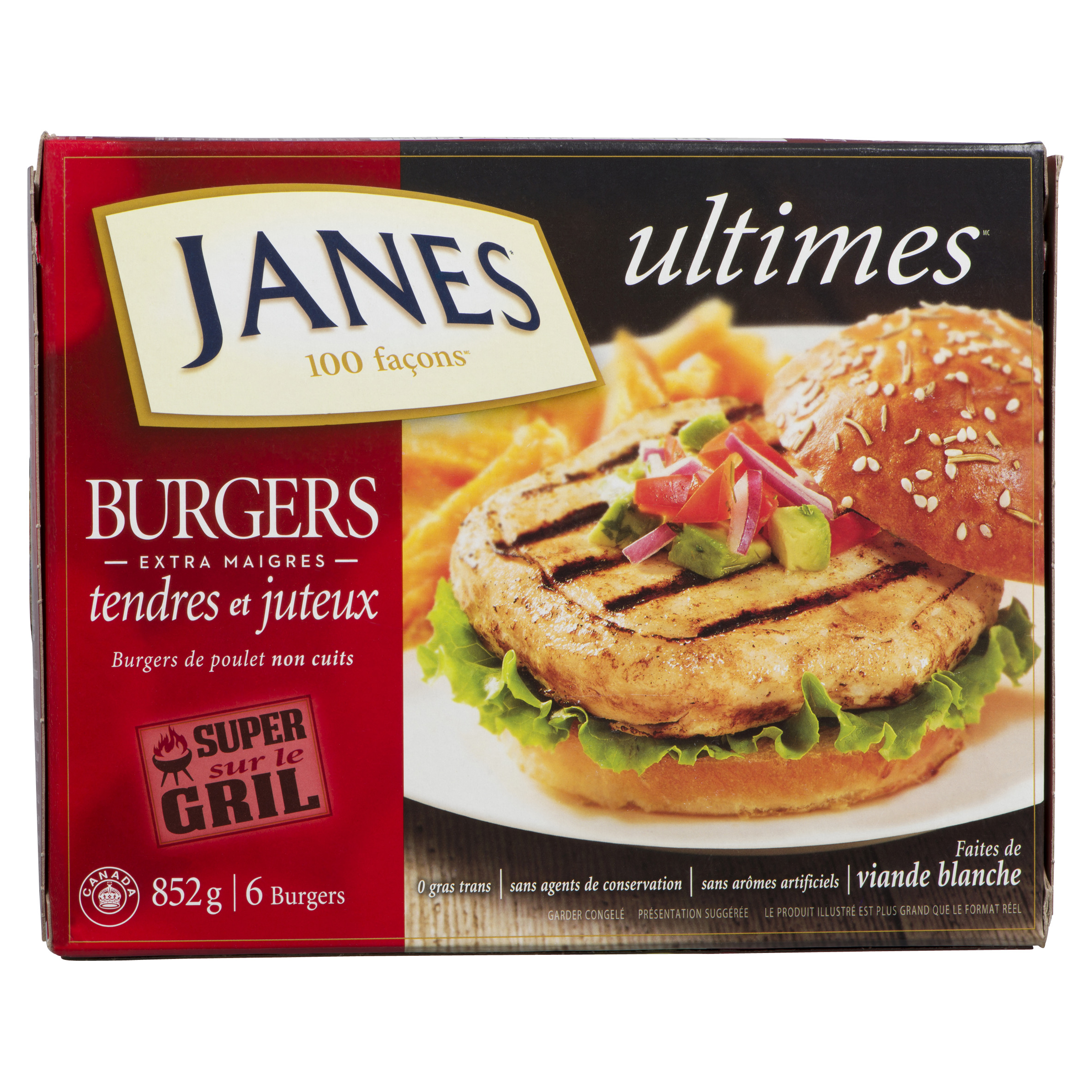 Buy Janes Extra Lean Uncooked Frozen Chicken Burgers 852 g | FreshCo