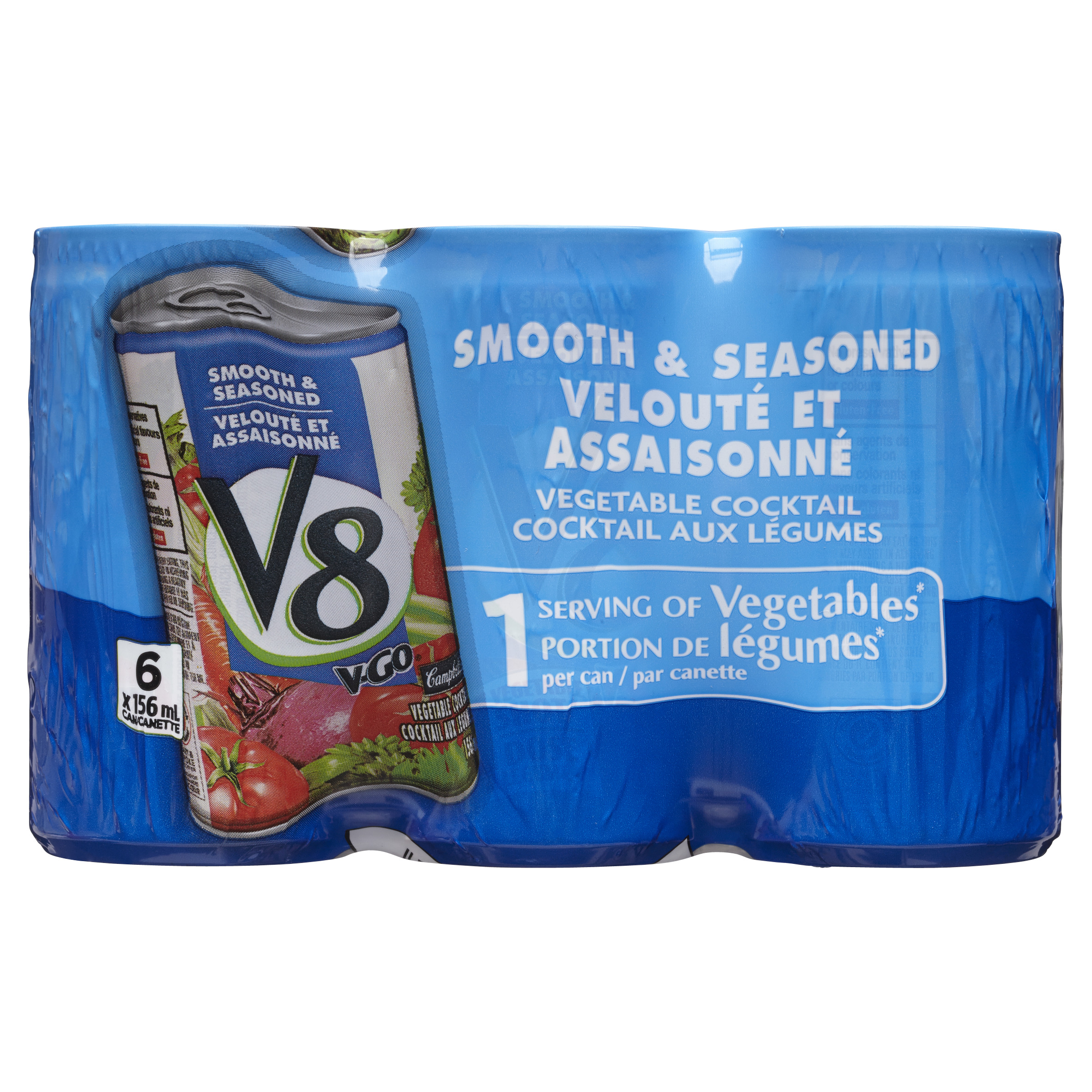Buy V8 V-Go Vegetable Cocktail Juice Smooth & Seasoned 6 x 156 ml (can ...