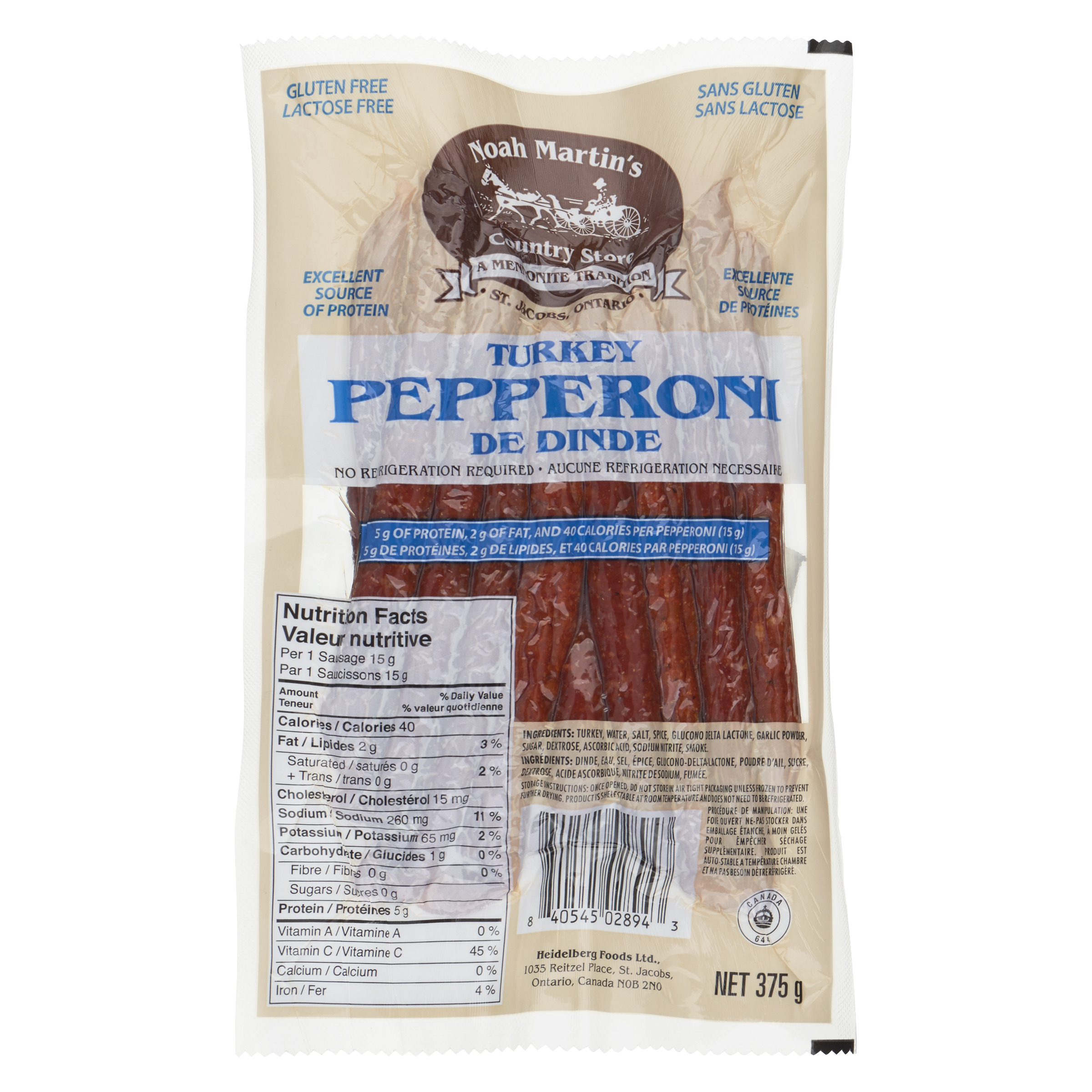 Buy Noah Martin's Turkey Pepperoni Mild 375 g | Sobeys Inc.