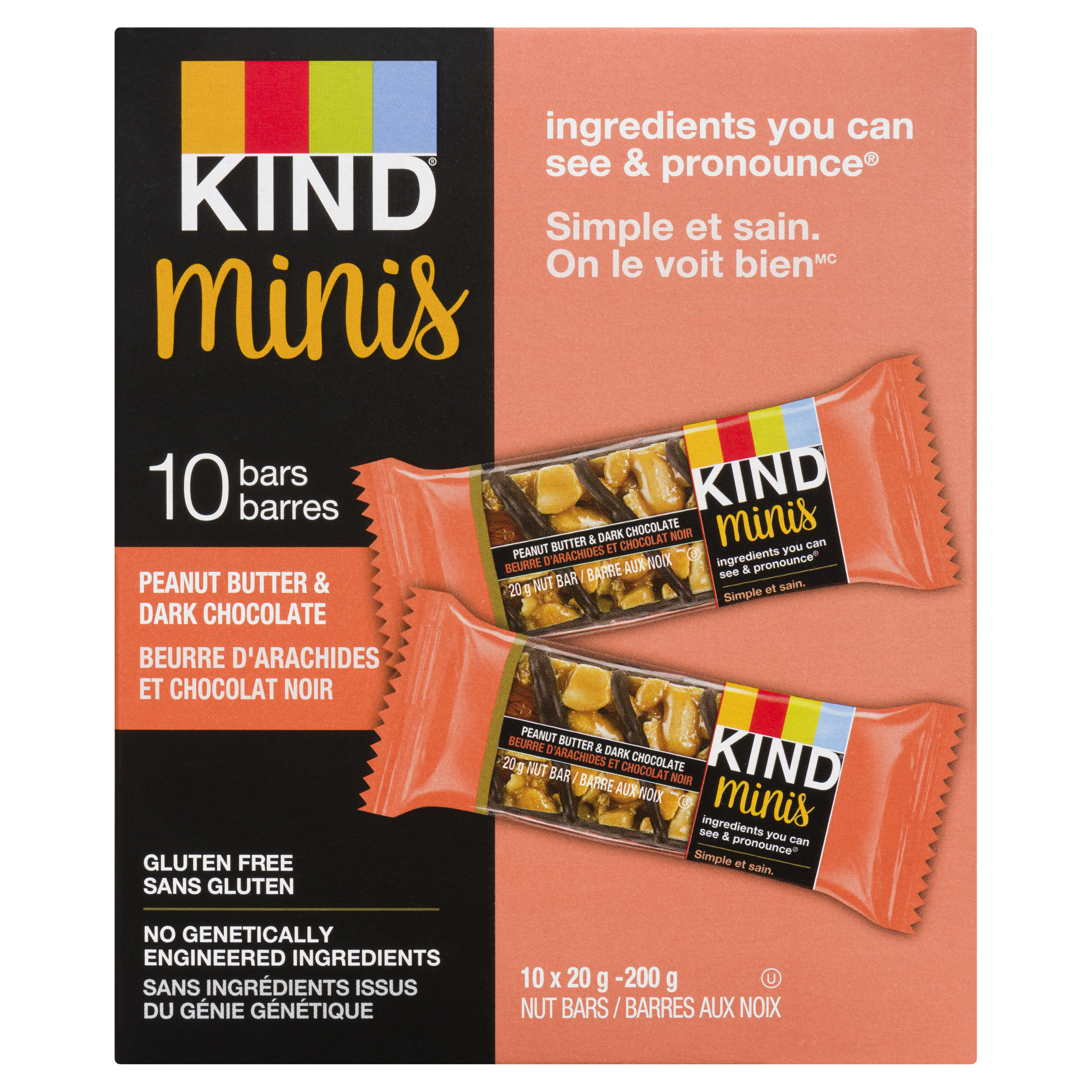 Buy Kind Gluten-Free Mini Nut Bars Peanut Butter Dark Chocolate 10 x 20 ...