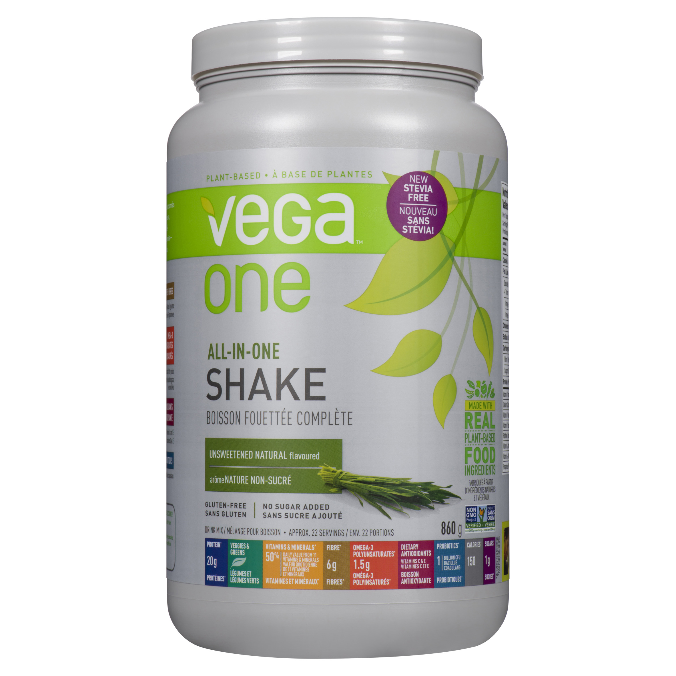 Buy Vega One All-In-One Protein Powder Stevia-Free Natural 22 Servings ...
