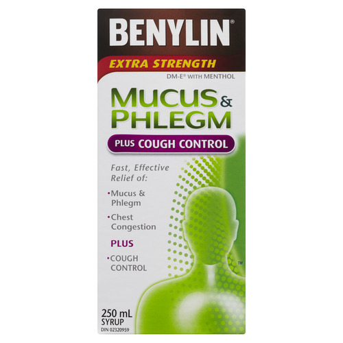 Buy Benylin Mucus & Phlegm Plus Cough Control Syrup Extra Strength 250 ...