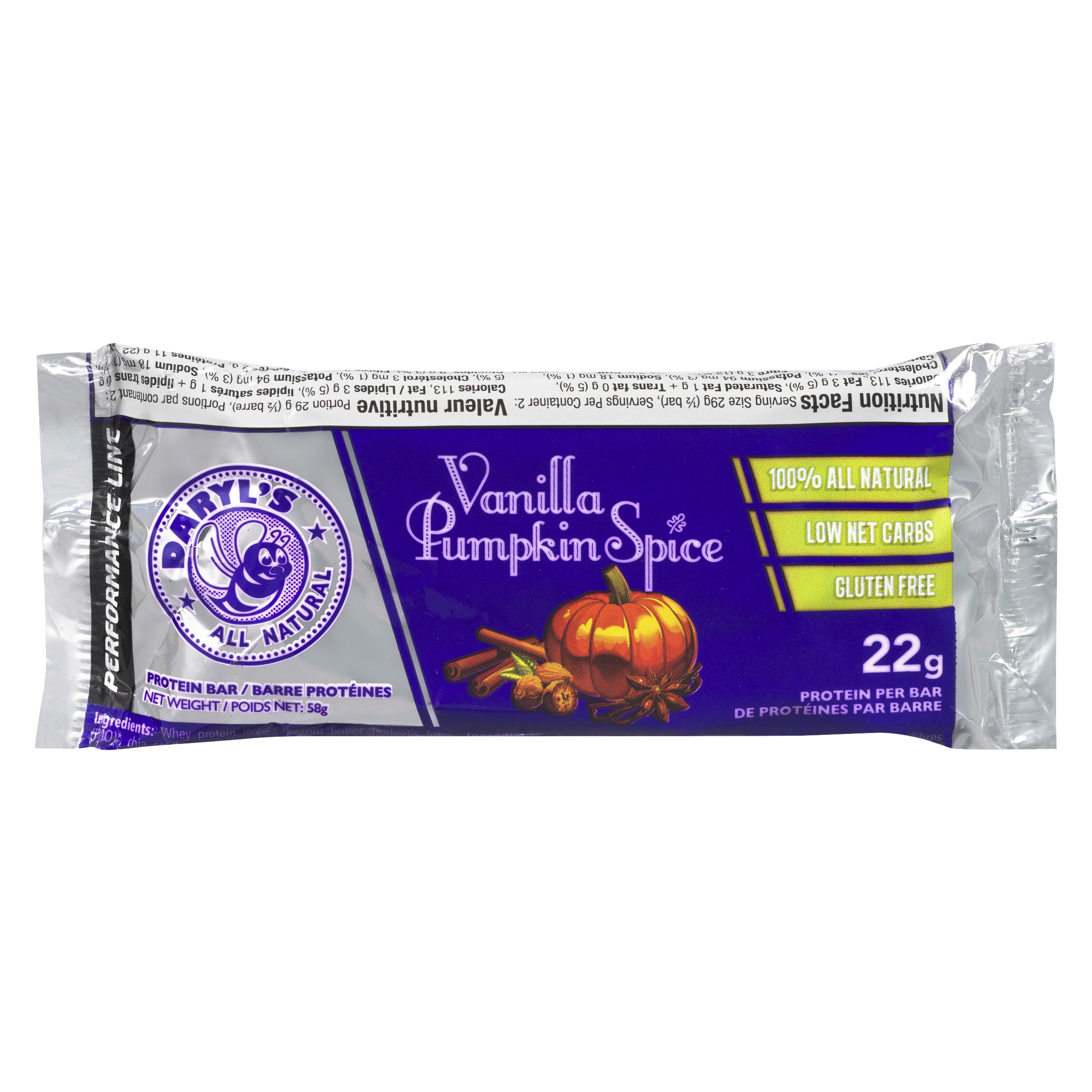 Buy Daryl's Performance Line Protein Bar Vanilla Pumpkin Spice 58 g ...