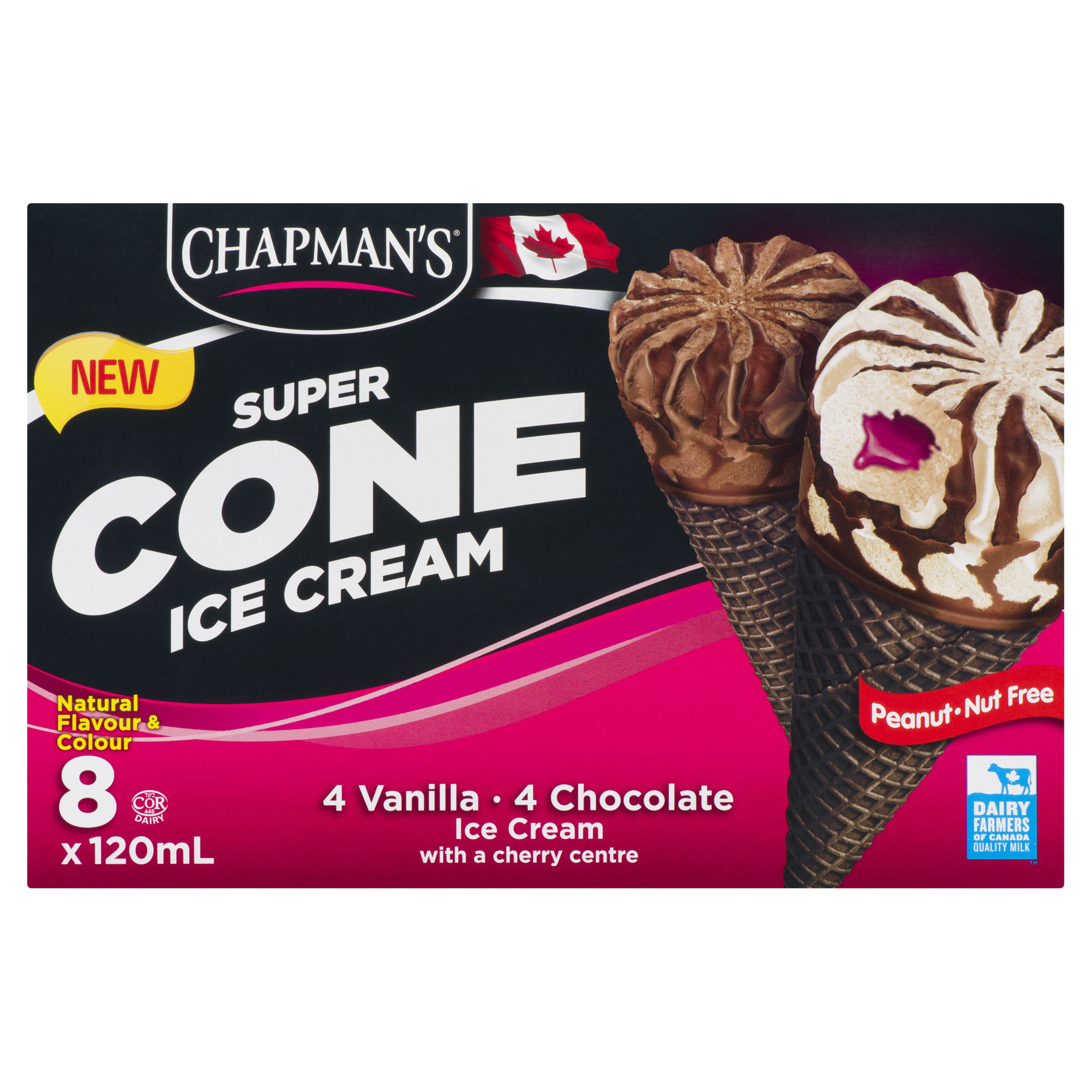 Buy Chapman's Super Ice Cream Cones Vanilla & Chocolate Cherry Center 8 ...