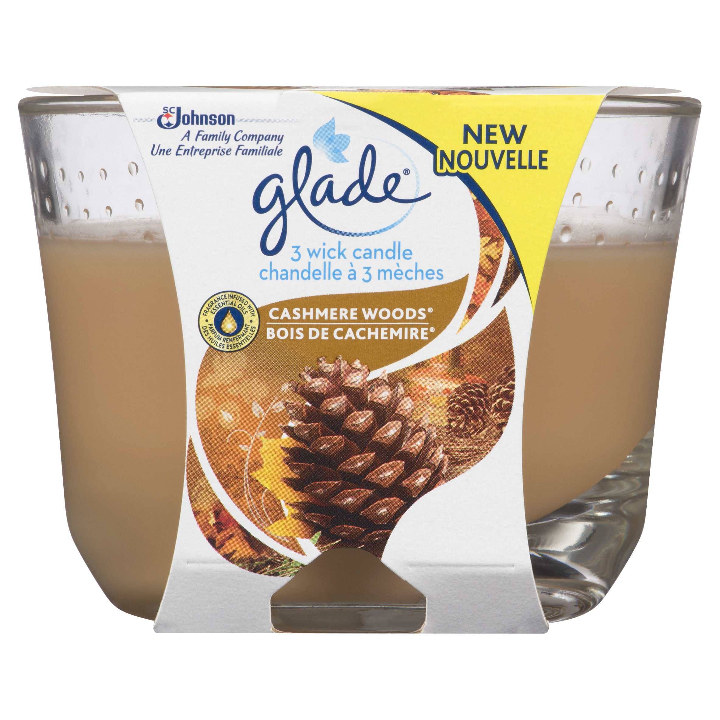 Buy Glade 3 Wick Scented Candle Air Freshener Cashmere Woods 1 pack ...