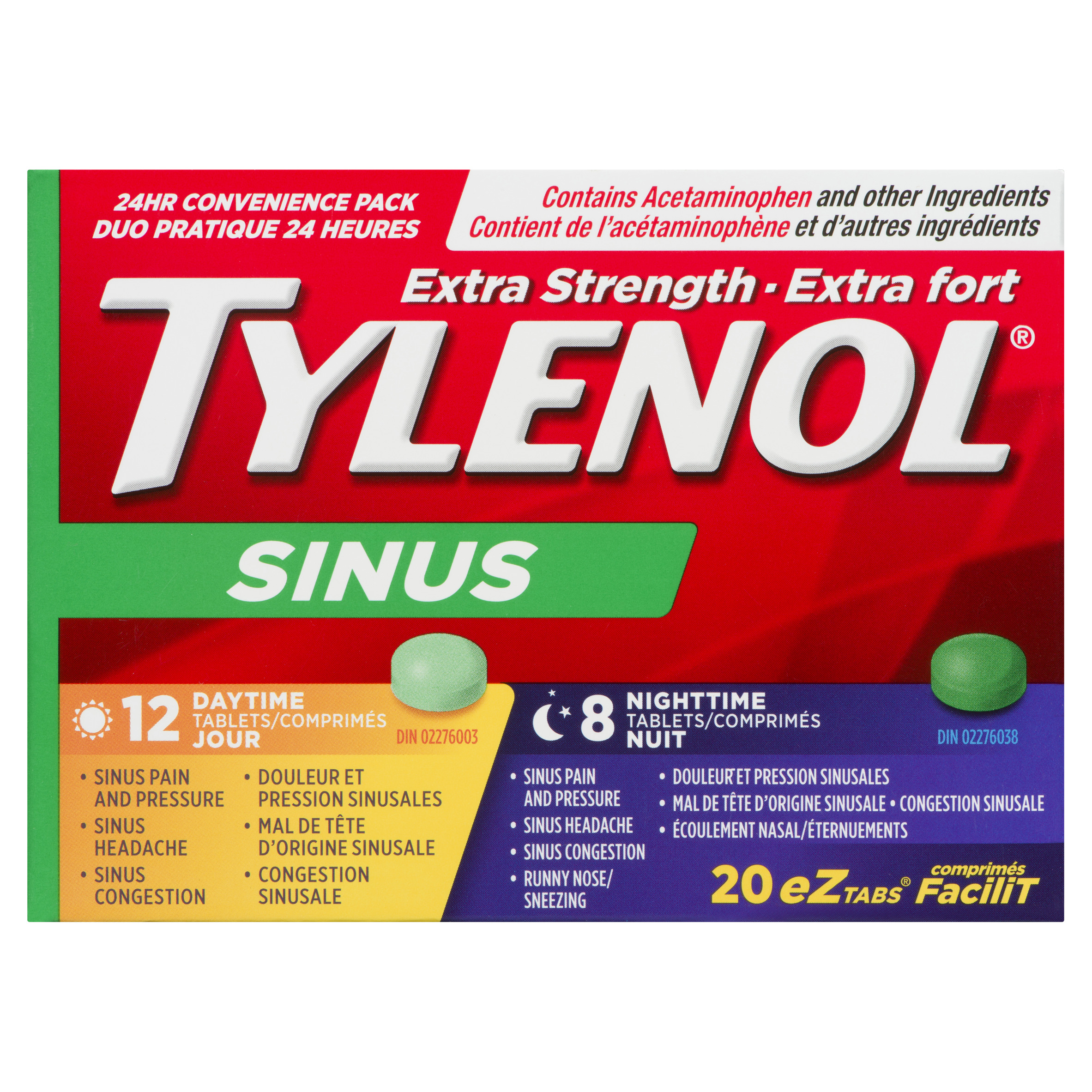 Buy Tylenol Sinus Extra Strength Daytime + Nighttime Combo Tablets 20 ...