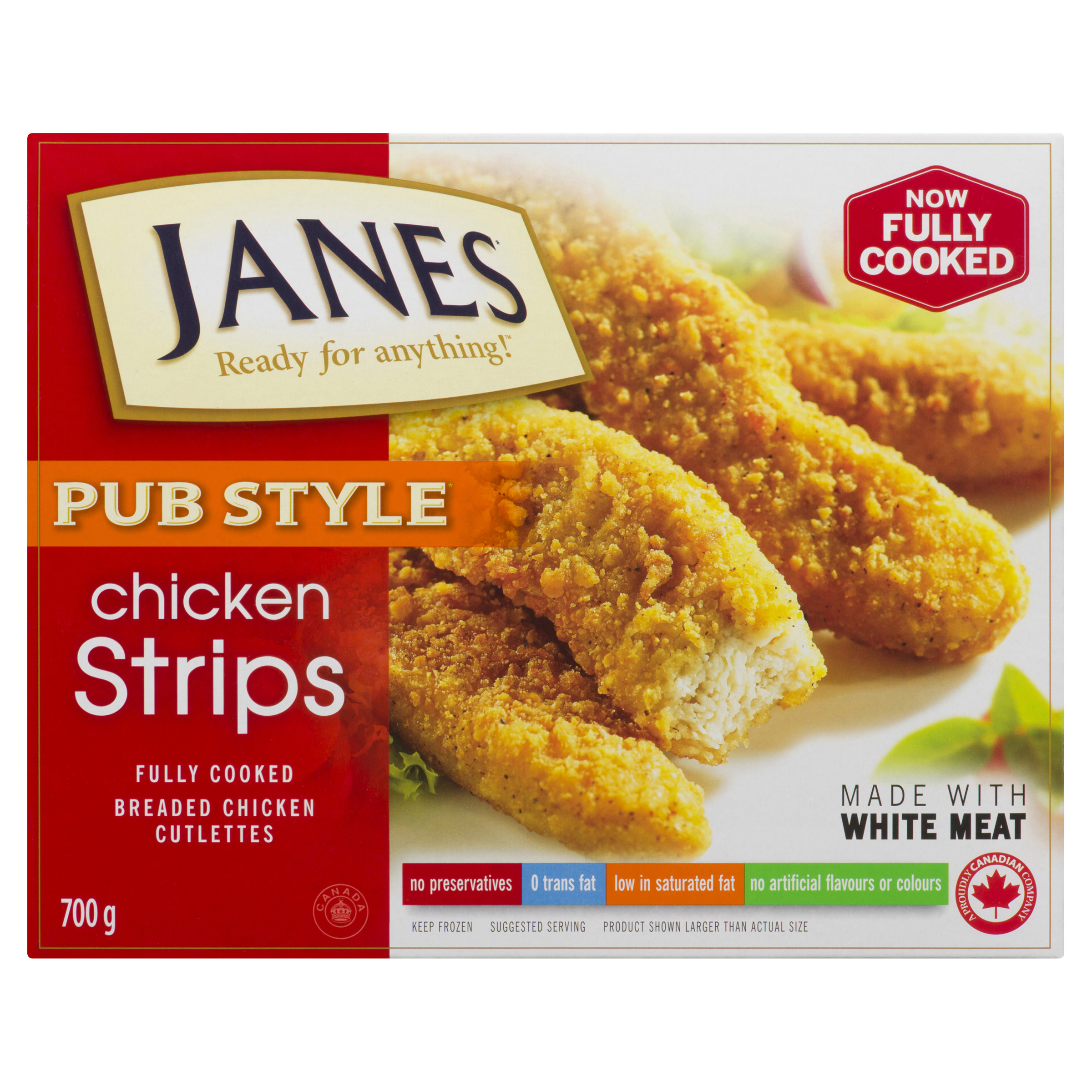 Buy Janes Fully Cooked Frozen Chicken Breast Strips Pub Style 700 g ...