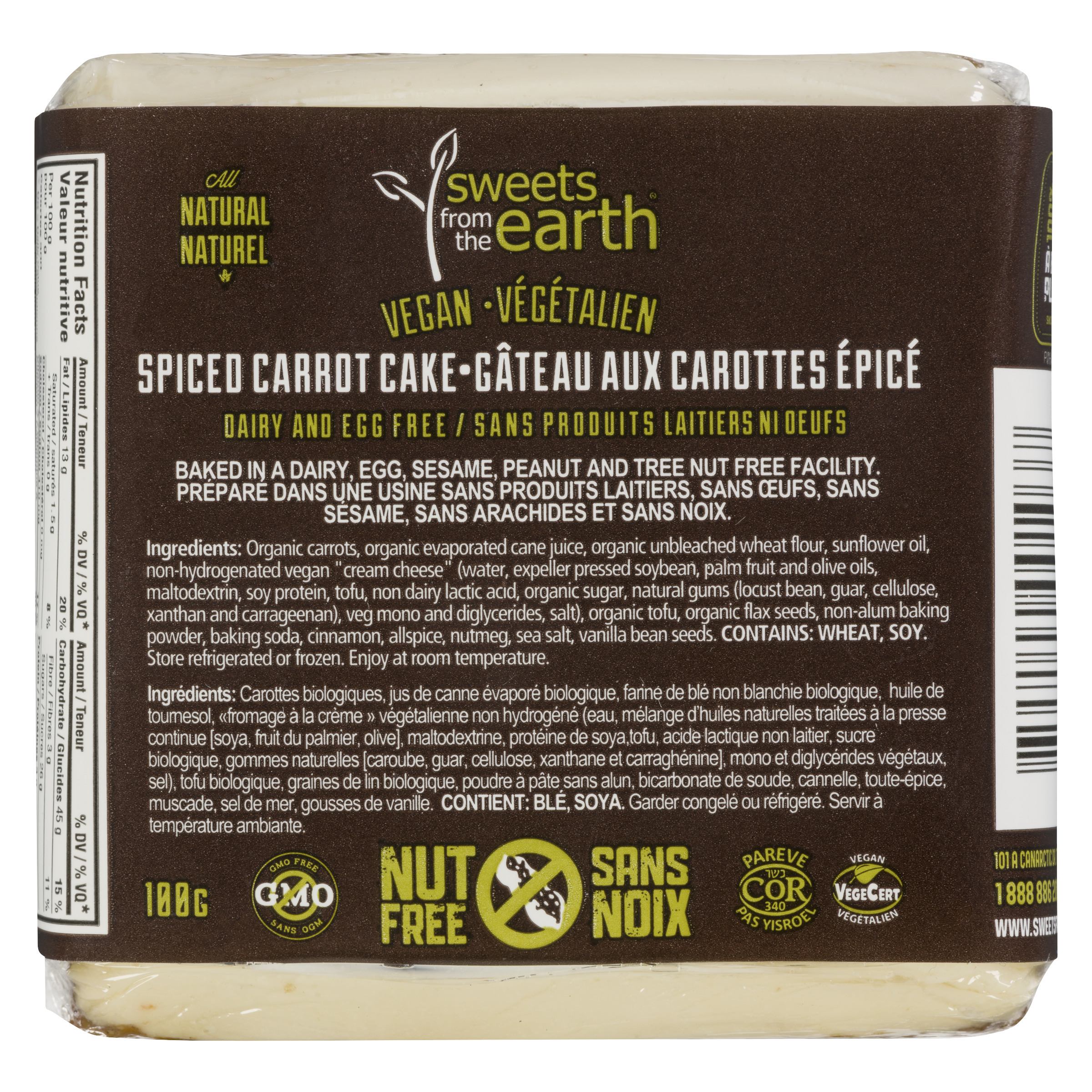 Buy Sweets from the Earth Nut-Free Cake Slice Spiced Carrot 100 g ...