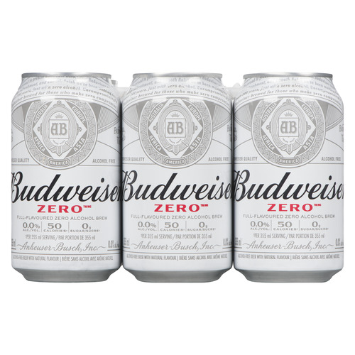 Buy Budweiser Zero Non Alcoholic Beer 6 x 355 ml (cans) | FreshCo