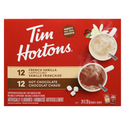 Buy Tim Hortons Packets Hot Chocolate French Vanilla Cappuccino 24 x 28 ...