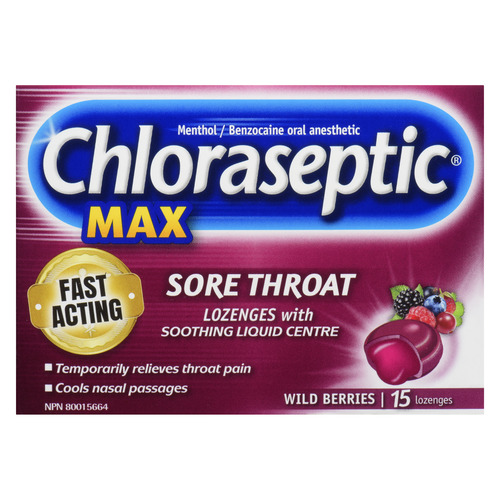 Buy Chloraseptic Max Sore Throat Wild Berry 15 Lozenges | Sobeys Inc.