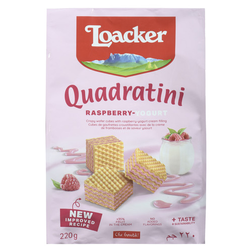 Buy Loacker Quadratin Wafer Raspberry Yogurt 220 g | Foodland