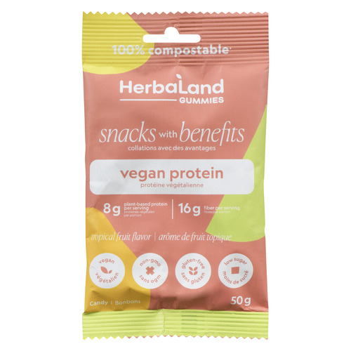 Buy Herbaland Vegan Protein Gummies Tropical Fruit 50 g | Sobeys Inc.