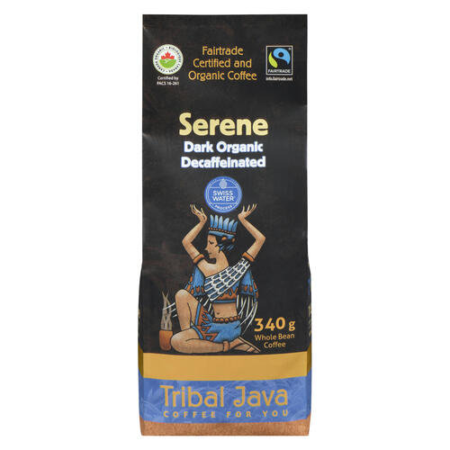 Buy Tribal Java Organic Whole Bean Coffee Serene Dark Decaffeinated 340 ...