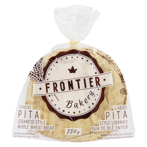 Buy Frontier Bakery Pita Whole Wheat Bread Lebanese Style 5 Pack 330 g ...