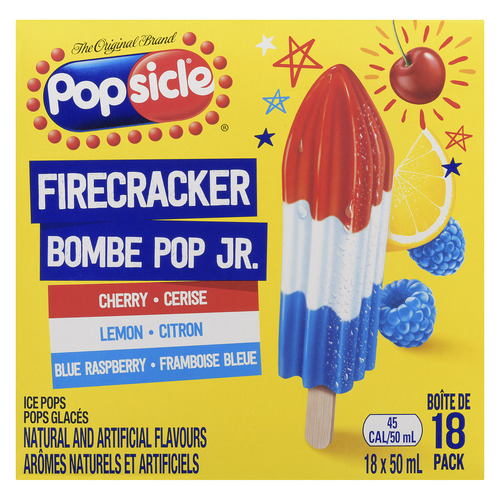Buy Popsicle Ice Pops Firecracker Cherry Lemon Blue Raspberry 18 Pack x ...