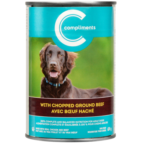 Buy Compliments Wet Dog Food Chopped Ground Beef 624 g | FreshCo