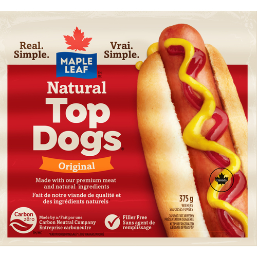 Buy Maple Leaf Natural Top Dogs Hot Dogs Original 375 g | Sobeys Inc.