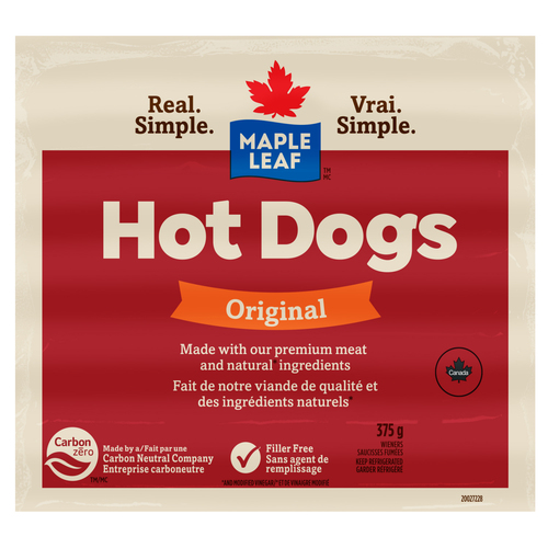 Buy Maple Leaf Gluten-Free Hot Dogs Original 375 g | Foodland