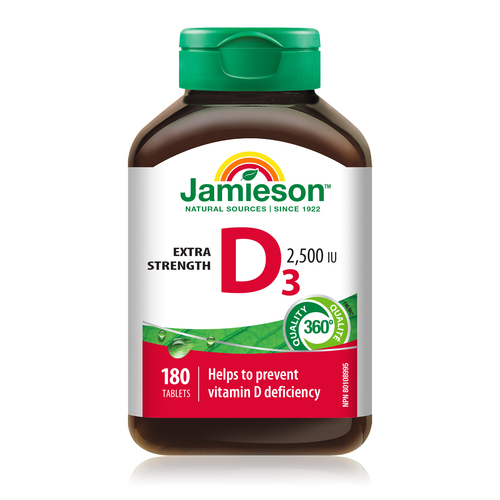 Buy Jamieson Vitamin D3 Extra Strength 2500 IU Tablets 180 Count ...