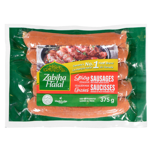 Buy Zabiha Halal Italian Chicken Sausages Spicy 375 g | FreshCo
