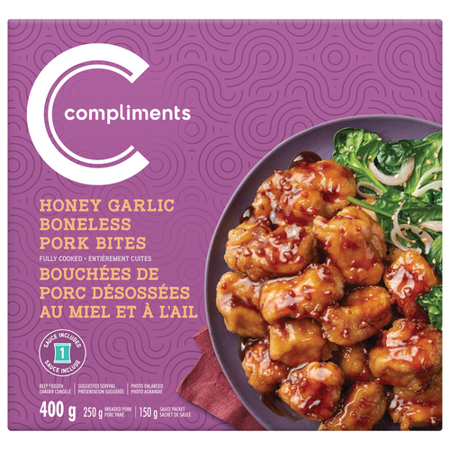 Buy Compliments Frozen Boneless Pork Bites Honey Garlic 400 g | FreshCo
