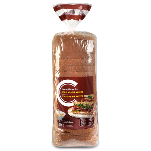 Buy Compliments 100% Whole Wheat Bread 570 g | Sobeys Inc.