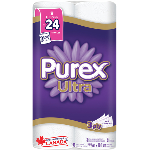 Buy Purex Toliet Paper Ultra 3 Ply 8 Triple Rolls x 198 Sheets ...
