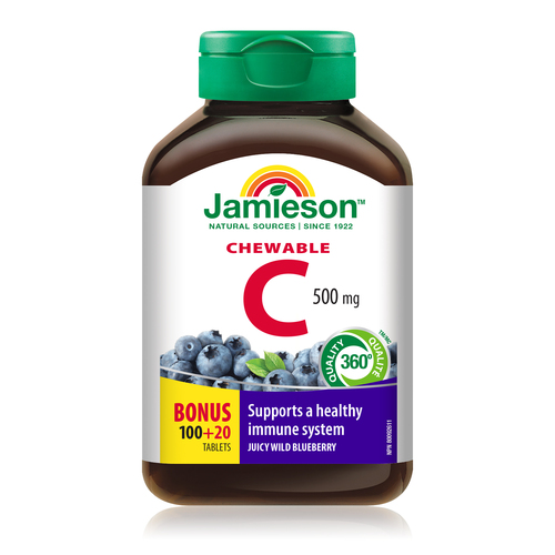 Buy Jamieson Chewable Vitamin C 500 mg Tablets Juicy Wild Blueberry 120 ...