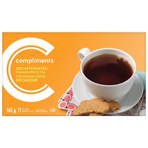Buy Compliments Orange Pekoe Tea Decaffeinated 72 Tea Bags | Foodland