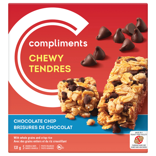Buy Compliments Peanut-Free Granola Bars Chewy Chocolate Chip 131 g ...
