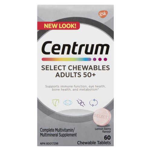 Buy Centrum Complete Multivitamin Select Chewables Adults 50+ Lemon ...