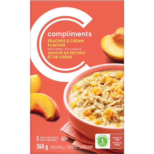 Buy Compliments Instant Oatmeal Peaches & Cream Flavour 260 g | Sobeys Inc.