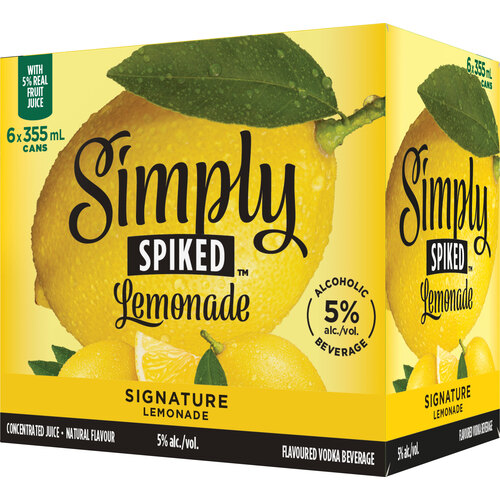 Buy Simply Spiked Alcoholic Beverage Signature Lemonade 6 x 355 ml ...